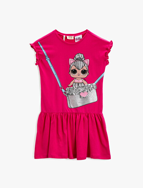 Koton Kız Çocuk Lol Elbise Baskılı Kısa Kollu Fırfırlı