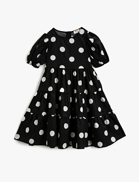 Koton Kız Çocuk Puantiyeli Fırfırlı Elbise Balon Kollu Pamuklu