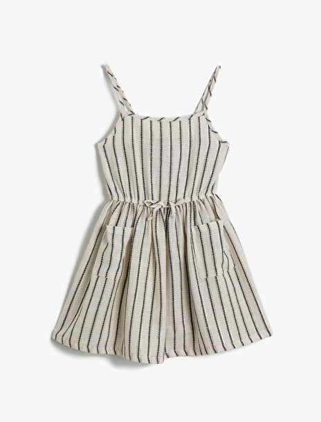 Koton Kız Çocuk Çizgili Yazlık Elbise Askılı