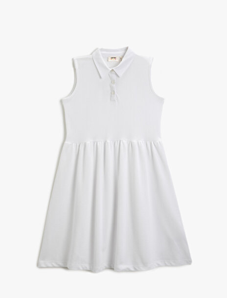 Koton Kız Çocuk Kolsuz Yaka Detaylı Fırfırlı Elbise