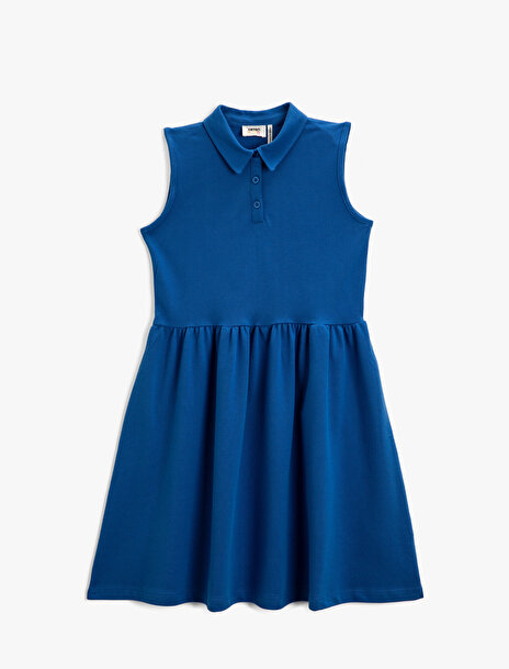 Koton Kız Çocuk Kolsuz Yaka Detaylı Fırfırlı Elbise