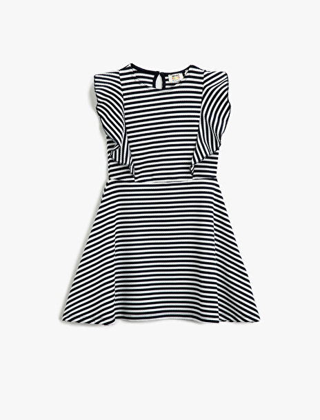 Koton Kız Çocuk Çizgili A Kesim Volanlı Kolsuz Bisiklet Yaka Elbise Koton Kız Çocuk Çizgili A Kesim Volanlı Kolsuz Bisiklet Yaka Elbise