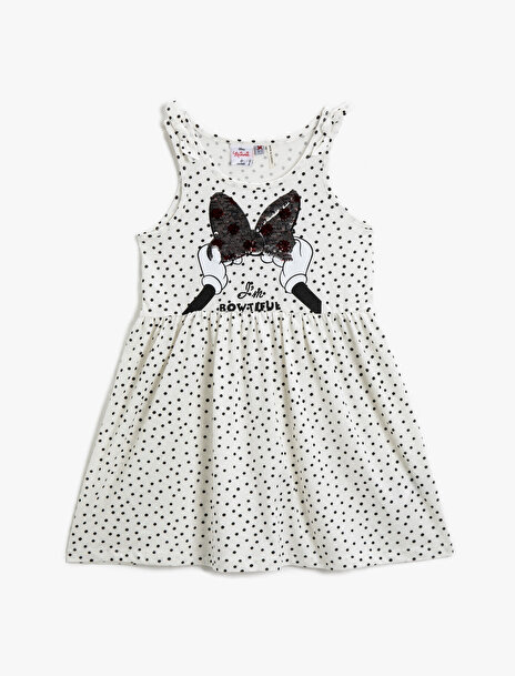 Koton Kız Çocuk Minnie Mouse Elbise Lisanslı Pullu Pamuklu