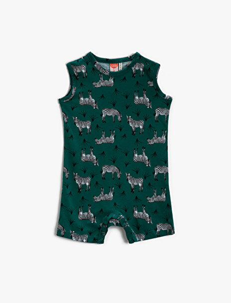 Koton Erkek Çocuk Zebra Baskılı Tulum Kolsuz Koton Erkek Çocuk Zebra Baskılı Tulum Kolsuz