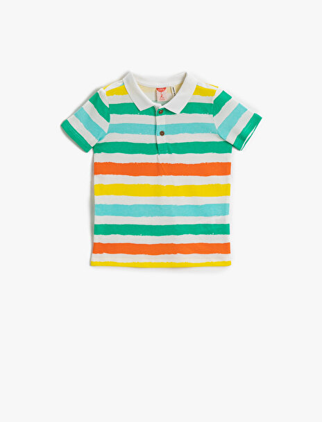 Koton Erkek Çocuk Polo Yaka Tişört Çizgili Kısa Kollu Pamuklu