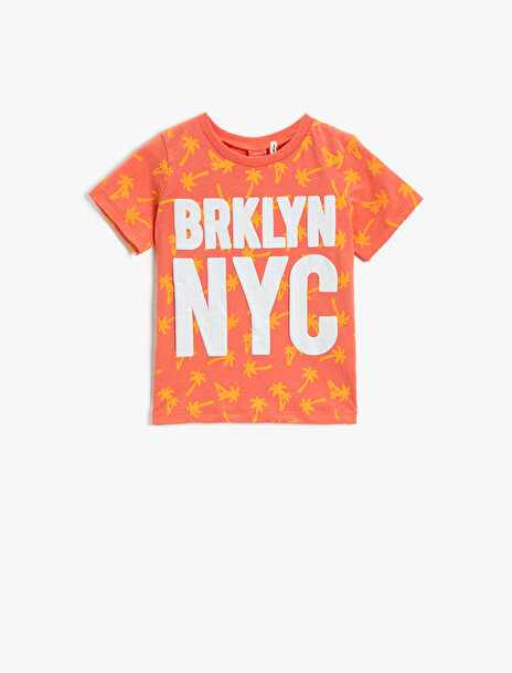 Koton Erkek Çocuk Yazılı Baskılı Tişört Bisiklet Yaka Pamuklu