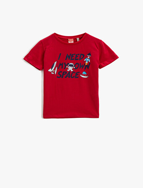 Koton Erkek Çocuk Yazılı Baskılı Tişört Pamuklu Kısa Kollu