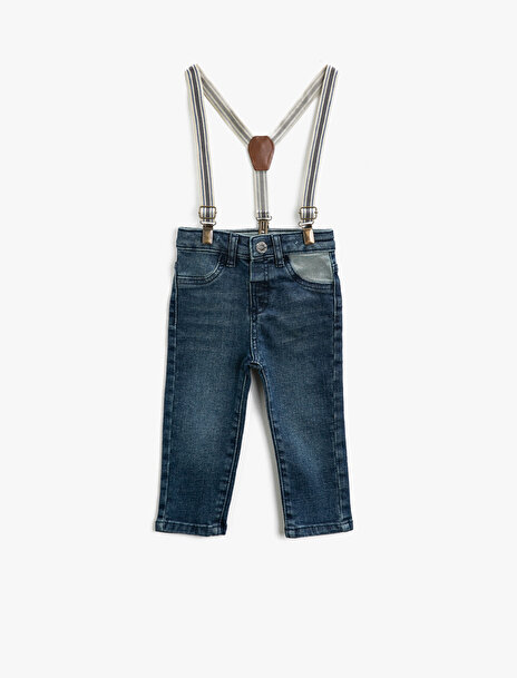 Koton Erkek Çocuk Comfort Strech Pamuklu Askılı Jean Pantolon Koton Erkek Çocuk Comfort Strech Pamuklu Askılı Jean Pantolon