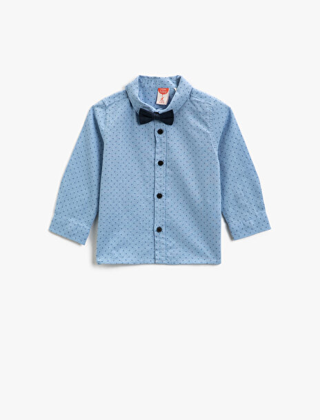 Koton Erkek Çocuk Pamuklu Papyonlu Klasik Yaka Uzun Kollu Gömlek