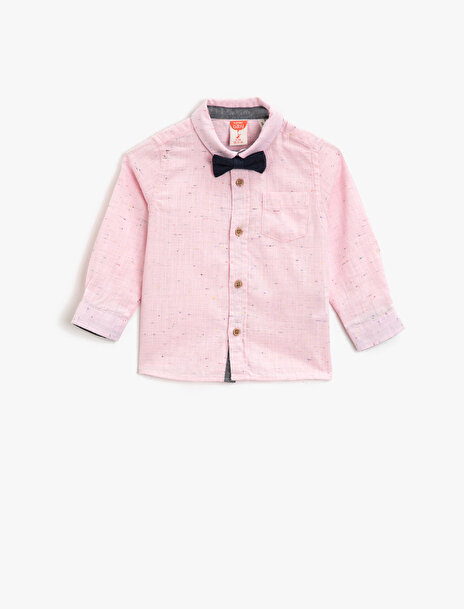 Koton Erkek Çocuk Pamuklu Papyonlu Cepli Klasik Yaka Uzun Kollu Gömlek Koton Erkek Çocuk Pamuklu Papyonlu Cepli Klasik Yaka Uzun Kollu Gömlek