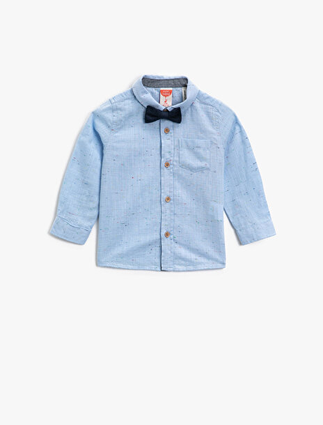 Koton Erkek Çocuk Pamuklu Papyonlu Cepli Klasik Yaka Uzun Kollu Gömlek Koton Erkek Çocuk Pamuklu Papyonlu Cepli Klasik Yaka Uzun Kollu Gömlek