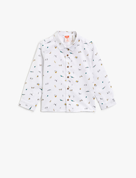 Koton Erkek Çocuk Pamuklu Baskılı Klasik Yaka Gömlek