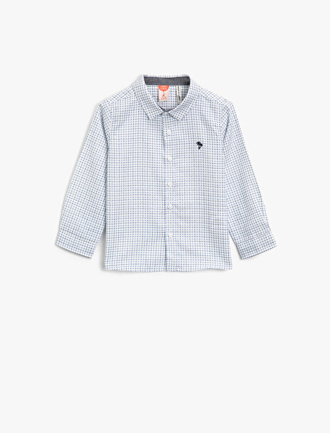 Koton Erkek Çocuk Pamuklu Kareli İşlemi Uzun Kollu Gömlek