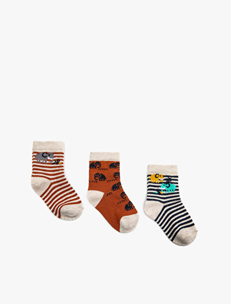 Koton Erkek Çocuk Erkek Bebek Çizgili Çorap Seti Pamuklu