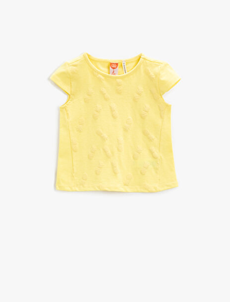 Koton Kız Çocuk Kısa Kollu Tişört Ananas Baskılı Pamuklu