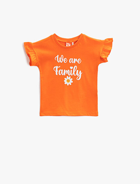 Koton Kız Çocuk Yazılı Tişört Pamuklu Bisiklet Yaka Kısa Kollu