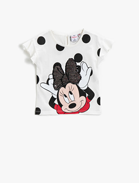 Koton Kız Çocuk Minnie Mouse Tişört Lisanslı Pullu Pamuklu Koton Kız Çocuk Minnie Mouse Tişört Lisanslı Pullu Pamuklu