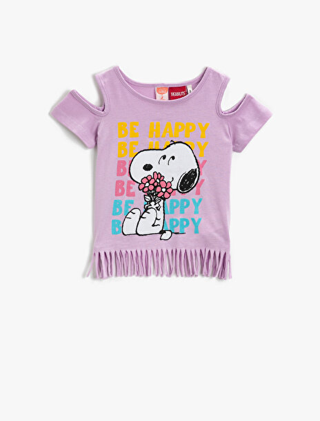 Koton Kız Çocuk Snoopy Tişört Lisanslı Baskılı Püsküllü Pamuklu