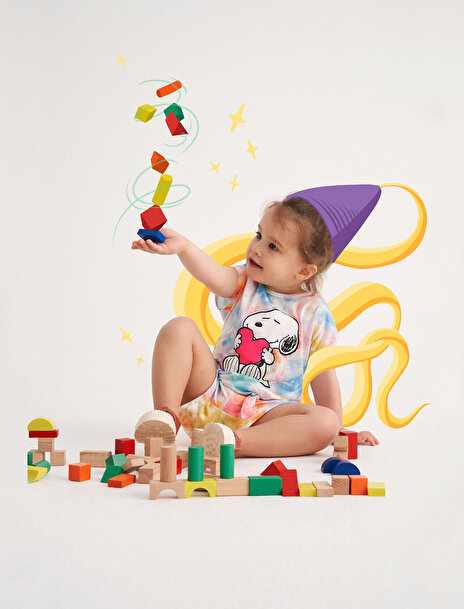 Koton Kız Çocuk Snoopy Tişört Lisanslı Baskılı Pamuklu Çok Renkli