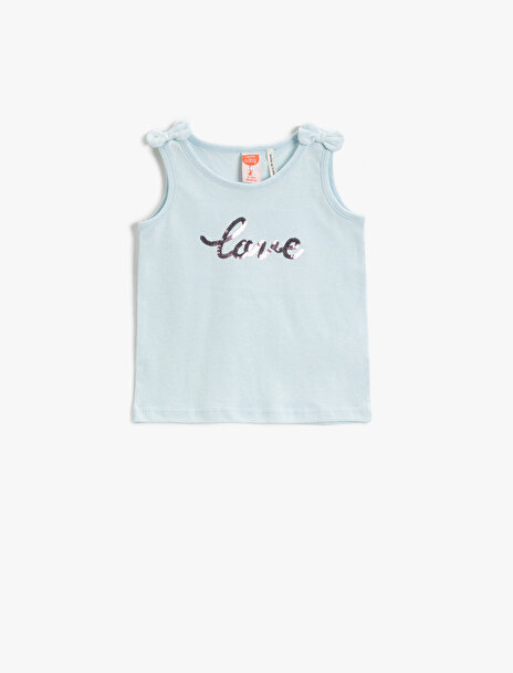 Koton Kız Çocuk Sloganlı Atlet Pullu