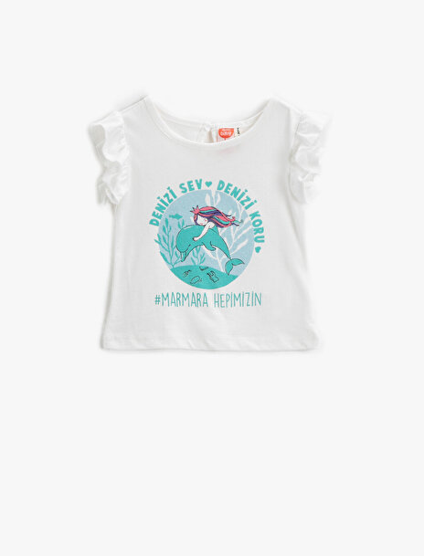 Koton Kız Çocuk Marmara Temalı Baskılı Tişört Pamuklu
