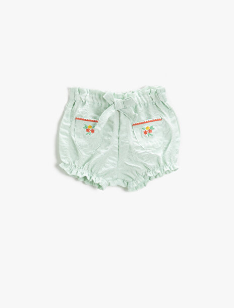 Koton Kız Çocuk İşlemeli Şort Cepli