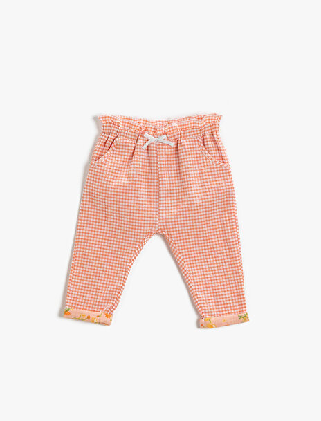 Koton Kız Çocuk Kareli Pantolon Pamuklu