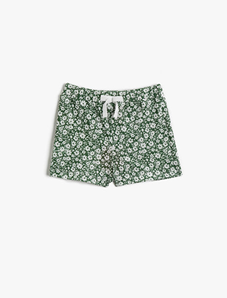 Koton Kız Çocuk Çiçekli Şort Beli Fiyonklu