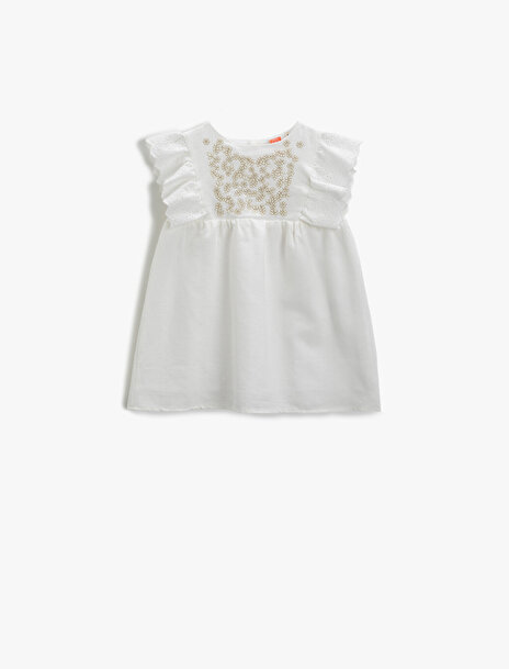 Koton Kız Çocuk İşlemeli Elbise Pamuklu