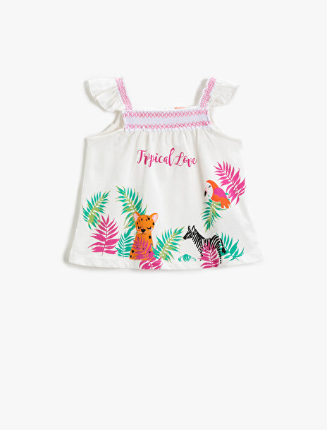 Koton Kız Çocuk Hayvan Baskılı Atlet Pamuklu