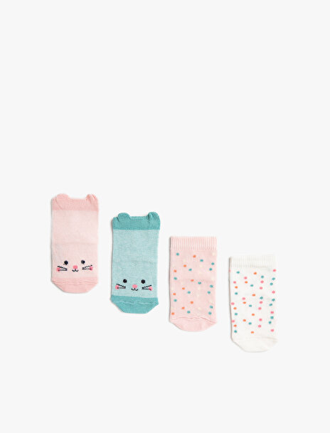 Koton Kız Çocuk Kız Bebek Desenli Çorap Seti Pamuklu 4'lü Koton Kız Çocuk Kız Bebek Desenli Çorap Seti Pamuklu 4'lü