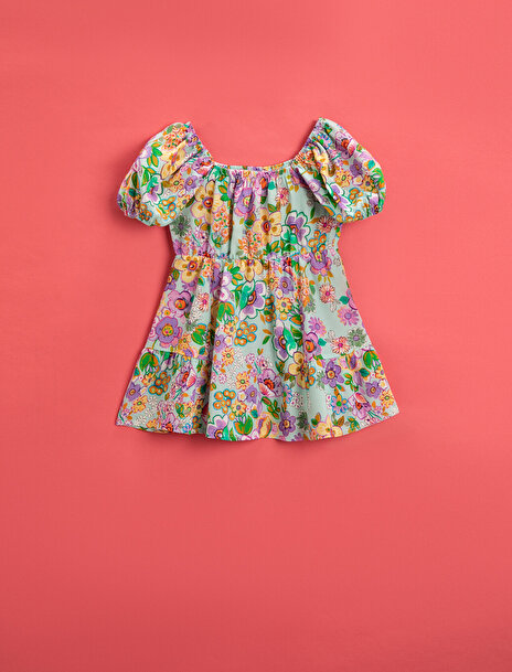 Koton Kız Çocuk Çiçekli Yazlık Elbise Kisa Kollu