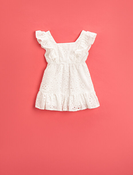 Koton Kız Çocuk Dantel Elbise Fırfırlı Pamuklu