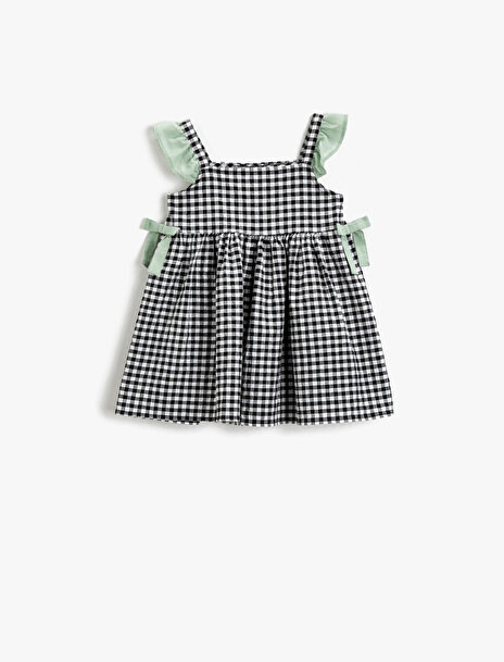 Koton Kız Çocuk Kareli Elbise Fiyonklu