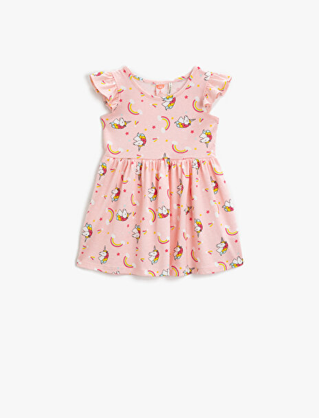 Koton Kız Çocuk Unicorn Elbise Baskılı Fırfırlı Koton Kız Çocuk Unicorn Elbise Baskılı Fırfırlı