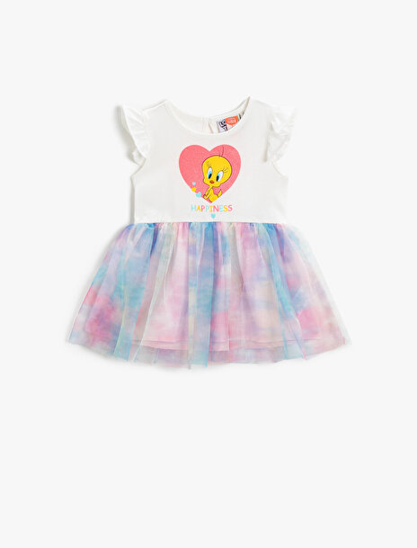 Koton Kız Çocuk Tweety Elbise Lisanslı Tüllü Pamuklu