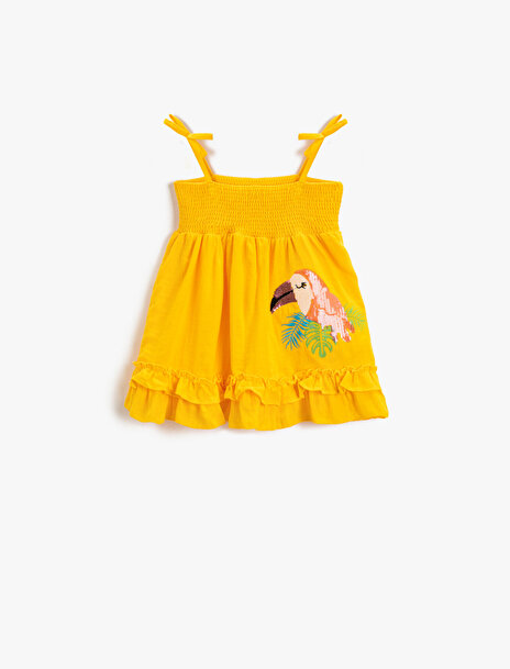 Koton Kız Çocuk Yazlık Elbise Kuş Nakışlı