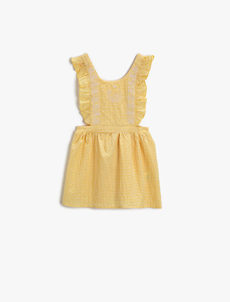 Koton Kız Çocuk Kareli Elbise Fırfırlı Pamuklu