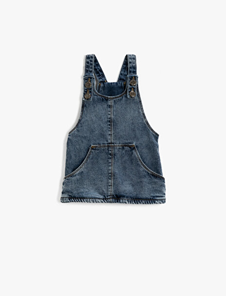 Koton Kız Çocuk Pamuklu Kot Tulum Elbise Koton Kız Çocuk Pamuklu Kot Tulum Elbise