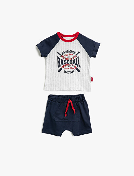 Koton Erkek Çocuk Bebetto Şort Takım Yazılı Baskılı Pamuklu