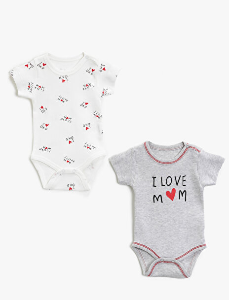 Koton Erkek Çocuk Bebetto 2'li Badi Kısa Kollu Yazılı Baskılı Pamuklu