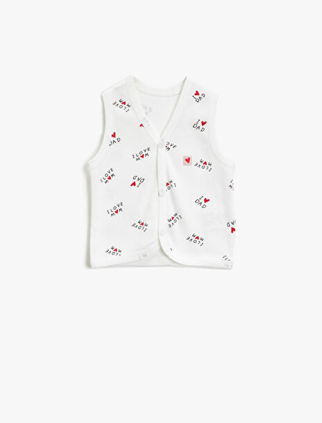 Koton Erkek Çocuk Bebetto Çıtçıtlı Yelek Yazılı Baskılı Pamuklu