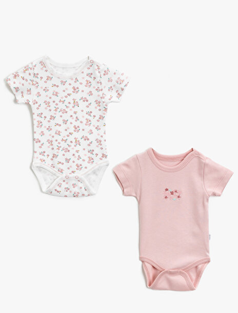 Koton Kız Çocuk Bebetto 2'li Çıtçıtlı Badi Çiçekli Pamuklu