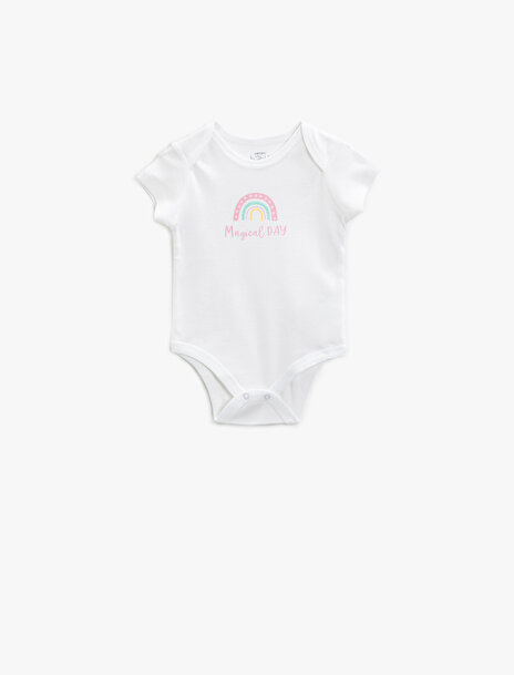 Koton Kız Çocuk Kısa Kollu Badi Pamuklu Baskılı