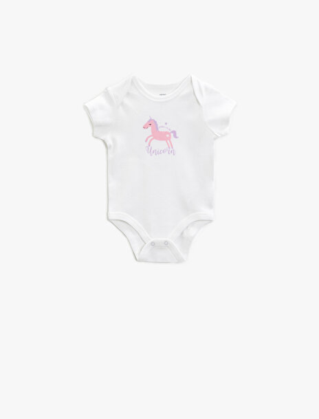 Koton Kız Çocuk Baskılı Badi Pamuklu Kısa Kollu