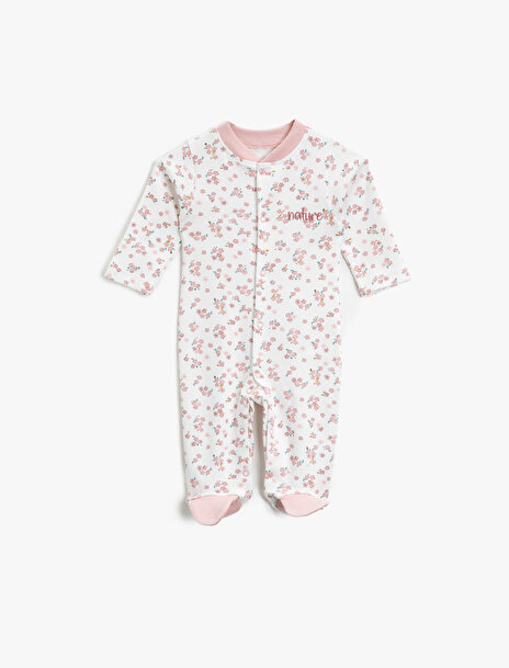 Koton Kız Çocuk Bebetto Çıtçıtlı Tulum Çiçekli Pamuklu