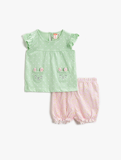 Koton Kız Çocuk Desenli Takım Pamuklu