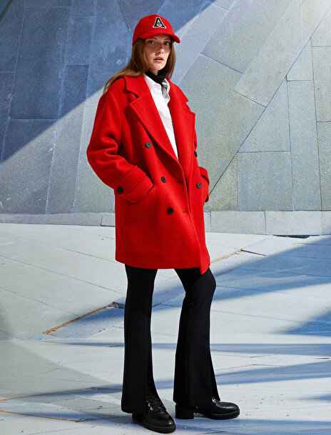 Koton Kadın Düğmeli Uzun Kaban