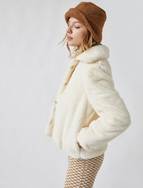 Koton Kadın Çıtçıtlı Peluş Mont