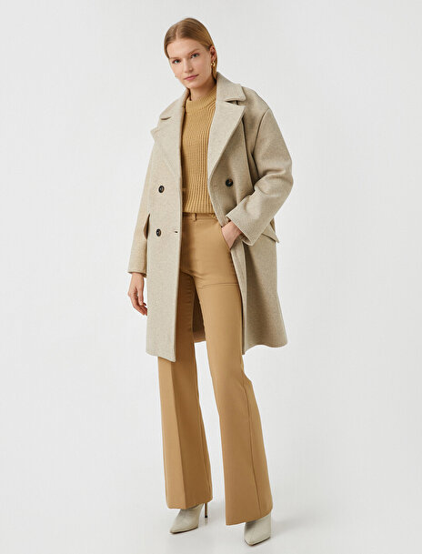 Koton Kadın Katlı Yaka Uzun Kaban